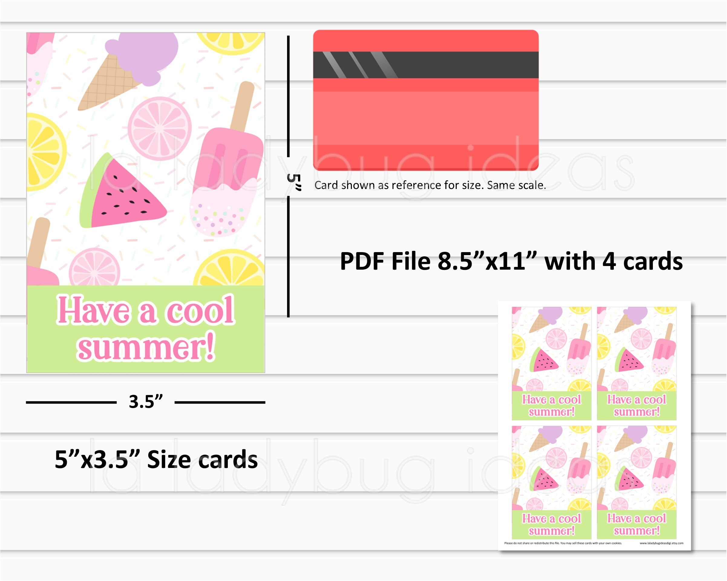 Ice Cream Printable Cookie Card. Summer Card for Cookies. - Etsy