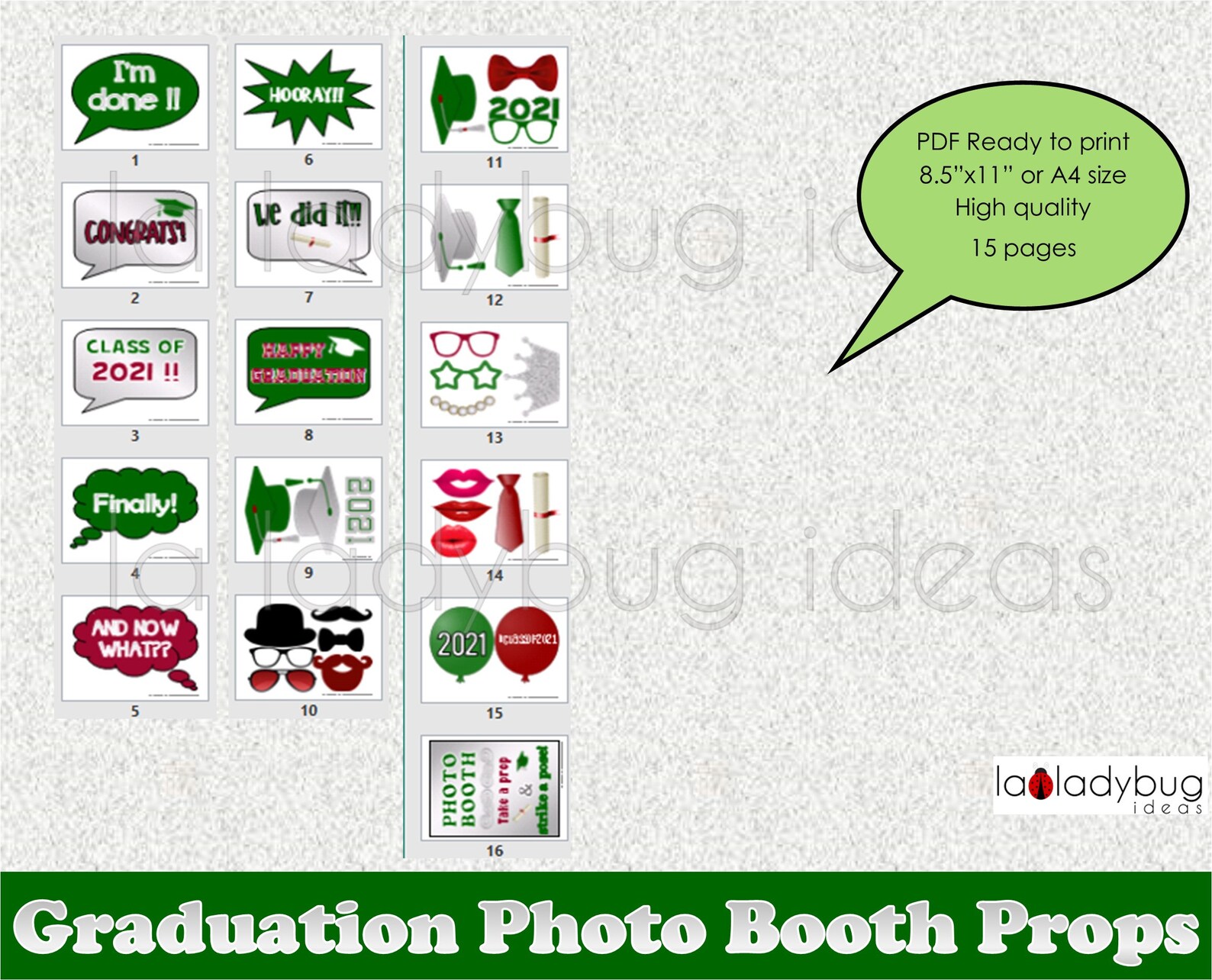 Graduation Photo Props. Printable. DIY 2021 Grad Selfie | Etsy