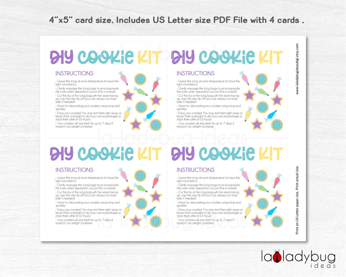 DIY Cookie Kit Instructions Card (PDF) - Etsy