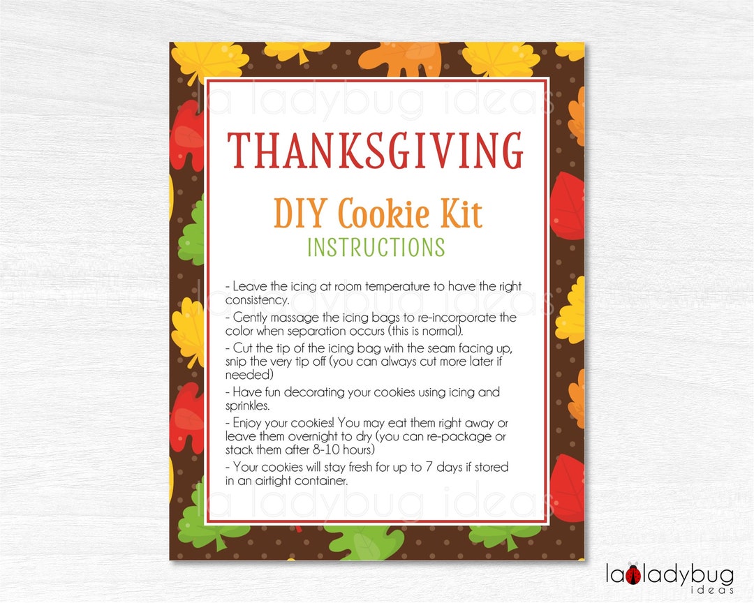 Thanksgiving DIY Cookie Kit Printable Card. Thanksgiving Cookie Kit ...