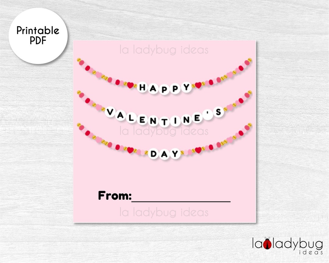 Printable Valentines Day Tag. Friendship Bracelet Tag. Valentine's Day ...