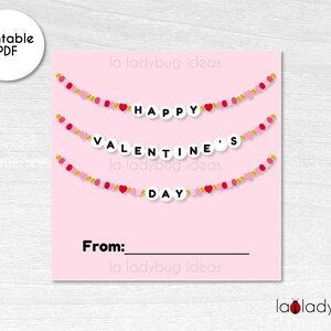 Printable Valentines Day Tag. Friendship Bracelet Tag. Valentine's Day ...