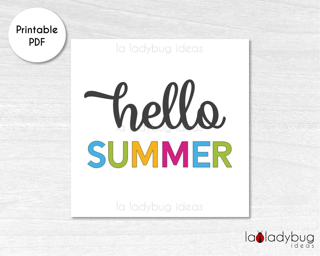 Hello Summer Cookie Card, Printable Gift Tag (PDF) - Etsy