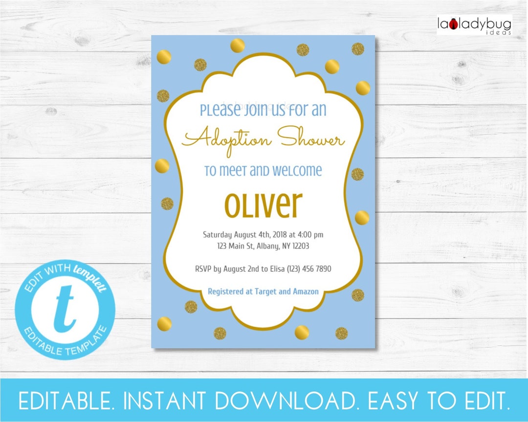 Editable Adoption Shower Invitation. Adoption Party Invitation. Boy ...