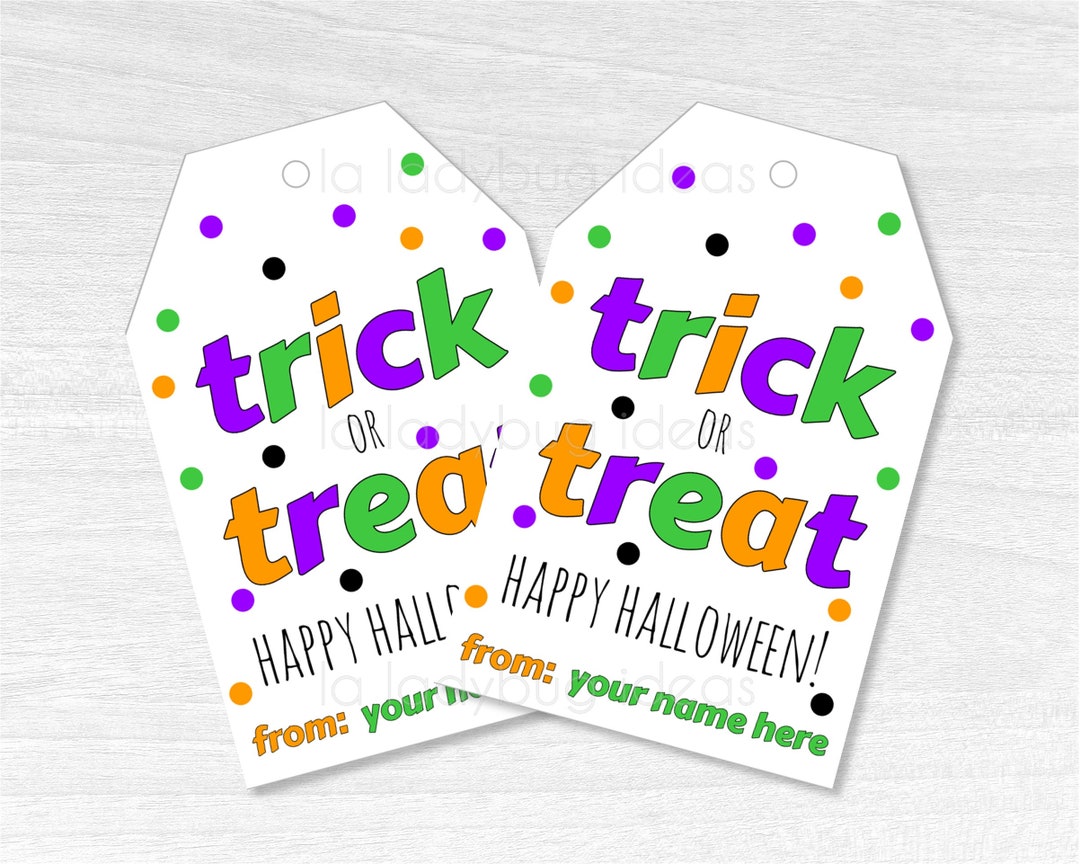 Editable Halloween Gift Tags: Printable Trick or Treat Design (JPEG/PDF ...