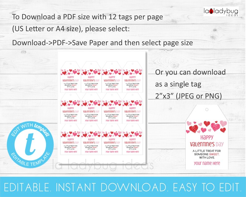 Editable Valentine's Day Gift Tags. Printable Valentines Day Tags ...