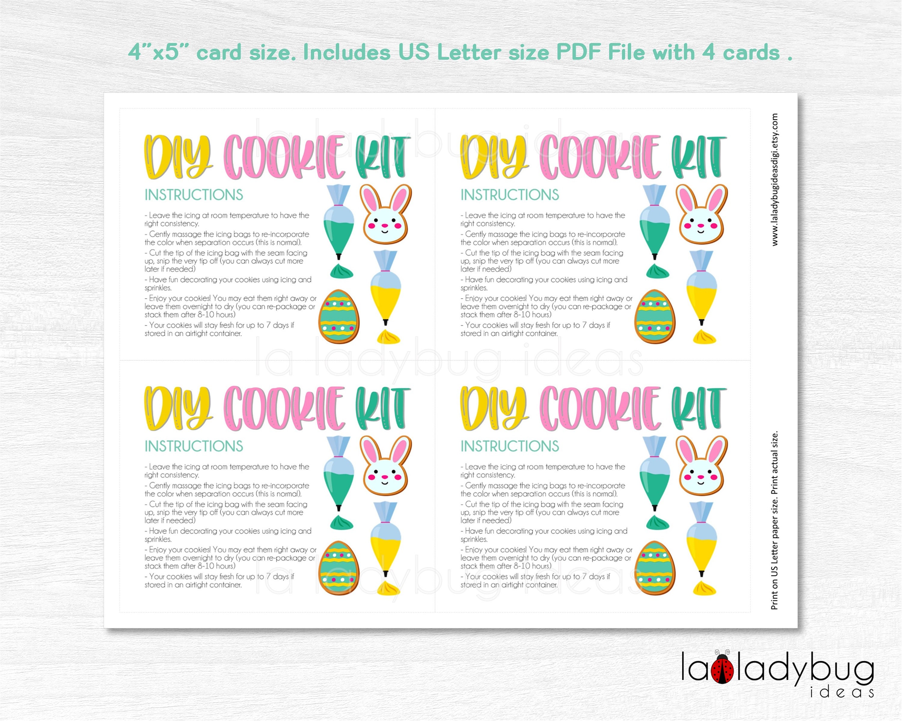 Easter DIY Cookie Kit Instructions Card (printable PDF) - Etsy