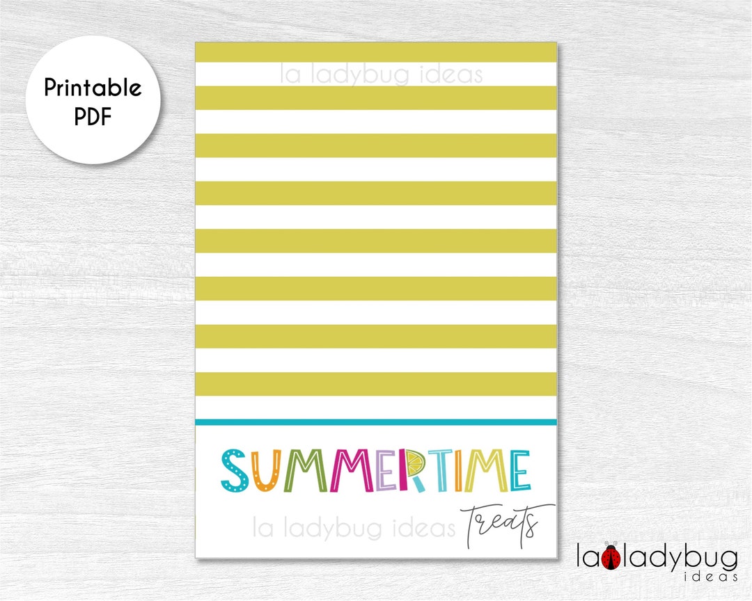 Summertime Printable Mini Cookie Card. Summer Card for Cookies. Digital ...