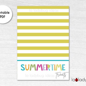 Summertime Printable Mini Cookie Card. Summer Card for Cookies. Digital ...