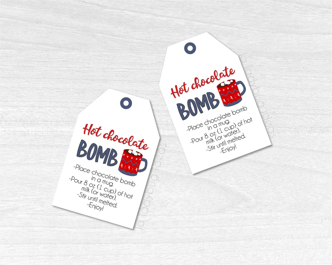 Hot Cocoa Bomb Gift Tags With Instructions. Hot Cocoa Bomb - Etsy