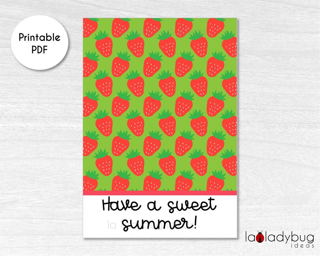Printable Mini Cookie Card. Summer Card for Cookies. Digital Cookie ...