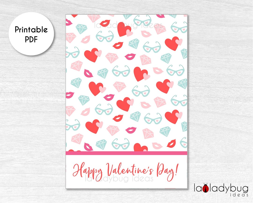 Valentine's Day Cookie Card. Happy Valentines Day Mini Card for Cookies ...