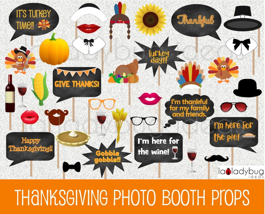 Thanksgiving Photo Booth Props. Printable. DIY Thanksgiving Bubble ...