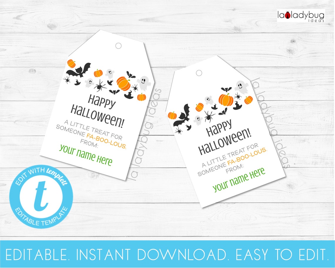 Editable Halloween Gift Tags. Printable Halloween Tags. - Etsy