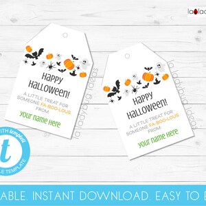 Editable Halloween Gift Tags. Printable Halloween Tags. Editable and ...