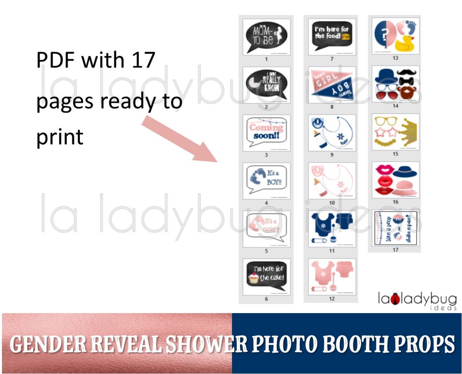 Gender Reveal Baby Shower Photo Booth Props. Printable Baby | Etsy