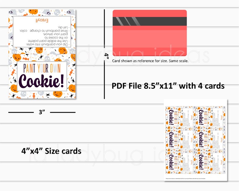 Halloween Paint Your Own Cookie Bag Topper, Printable Card (PDF) - Etsy