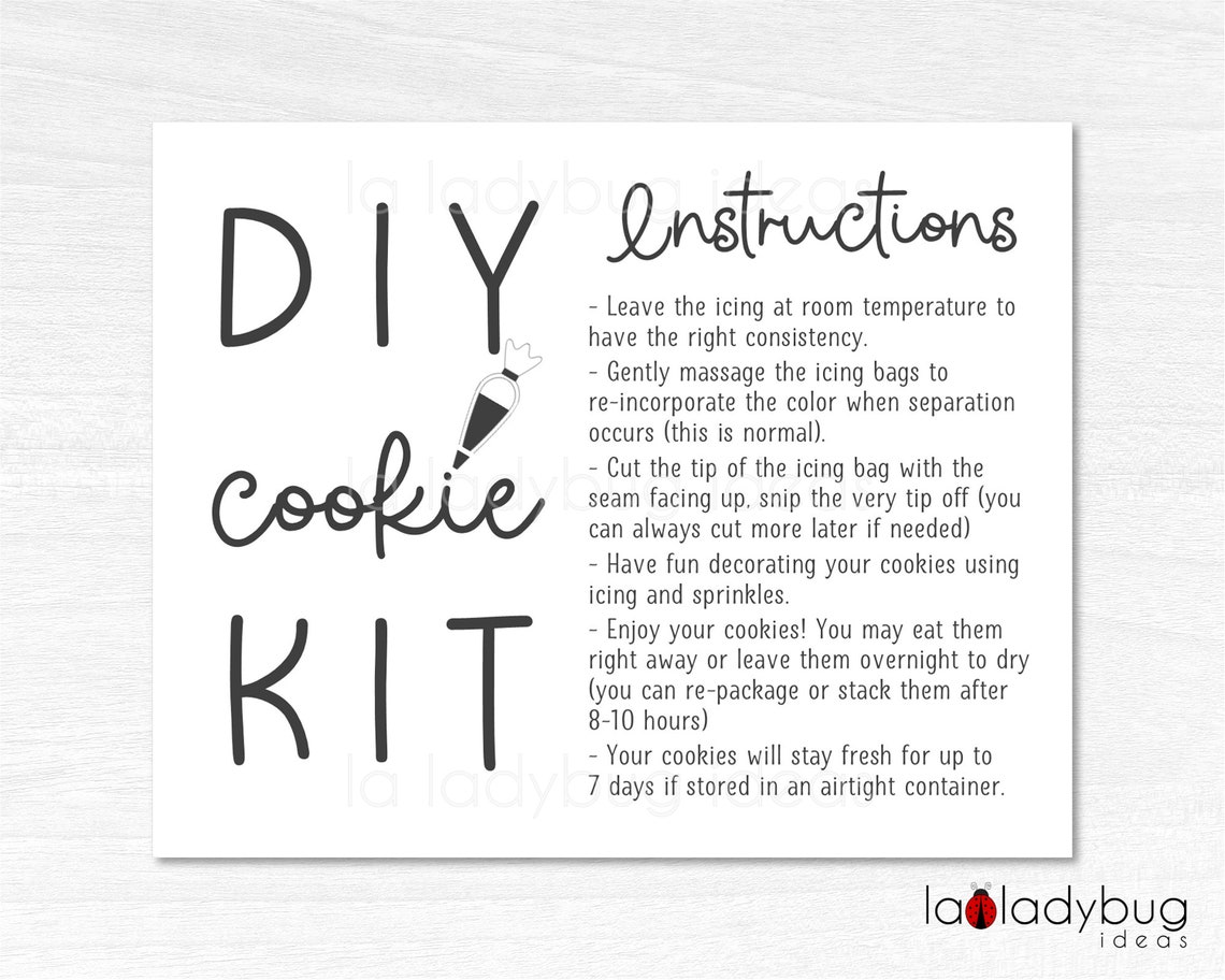 DIY Cookie Kit Instructions. DIY Cookie Kit Directions. Cookie | Etsy