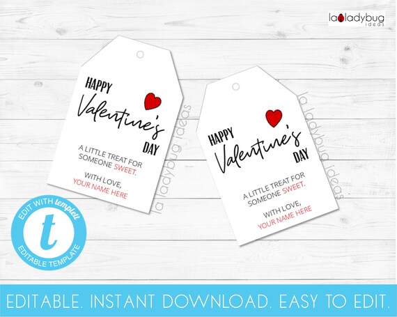 Editable Valentines Tags. Printable Valentines Day Gift Tags. | Etsy