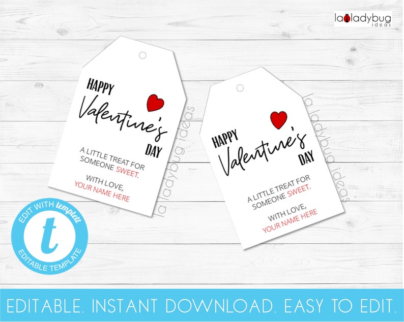 Editable Valentines Tags. Printable Valentines Day Gift Tags. - Etsy