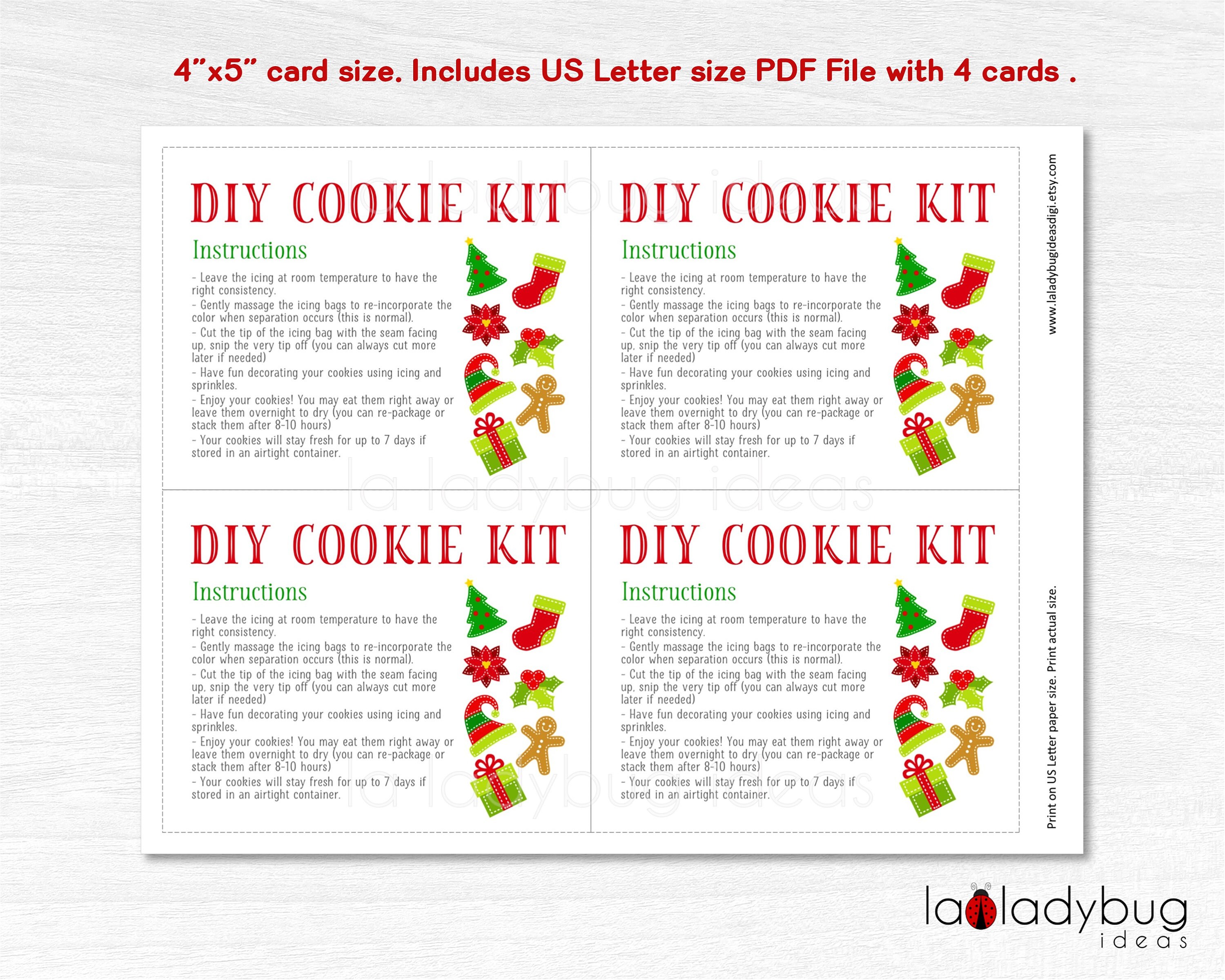 Christmas DIY Cookie Kit Instructions Card (PDF) - Etsy
