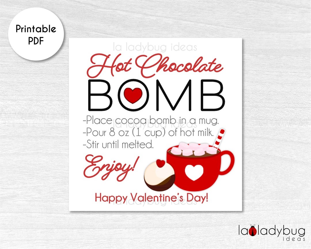 Valentines Day Hot Cocoa Bomb Tag. Hot Chocolate Bomb Tag for ...