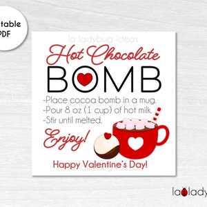 Valentines Day Hot Cocoa Bomb Tag. Hot Chocolate Bomb Tag for ...