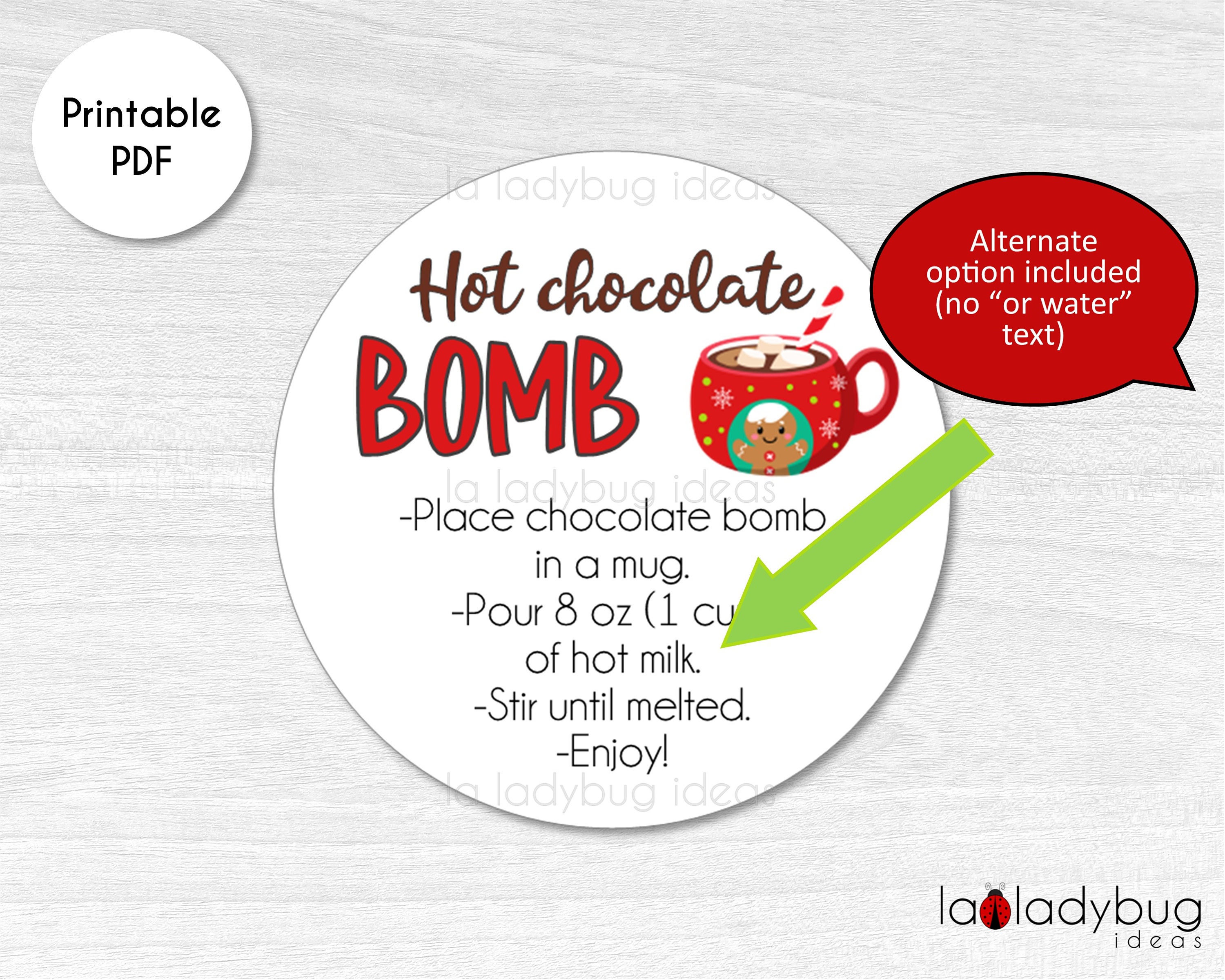Hot Chocolate Bomb Tag. Hot Cocoa Bomb Instructions Card. - Etsy