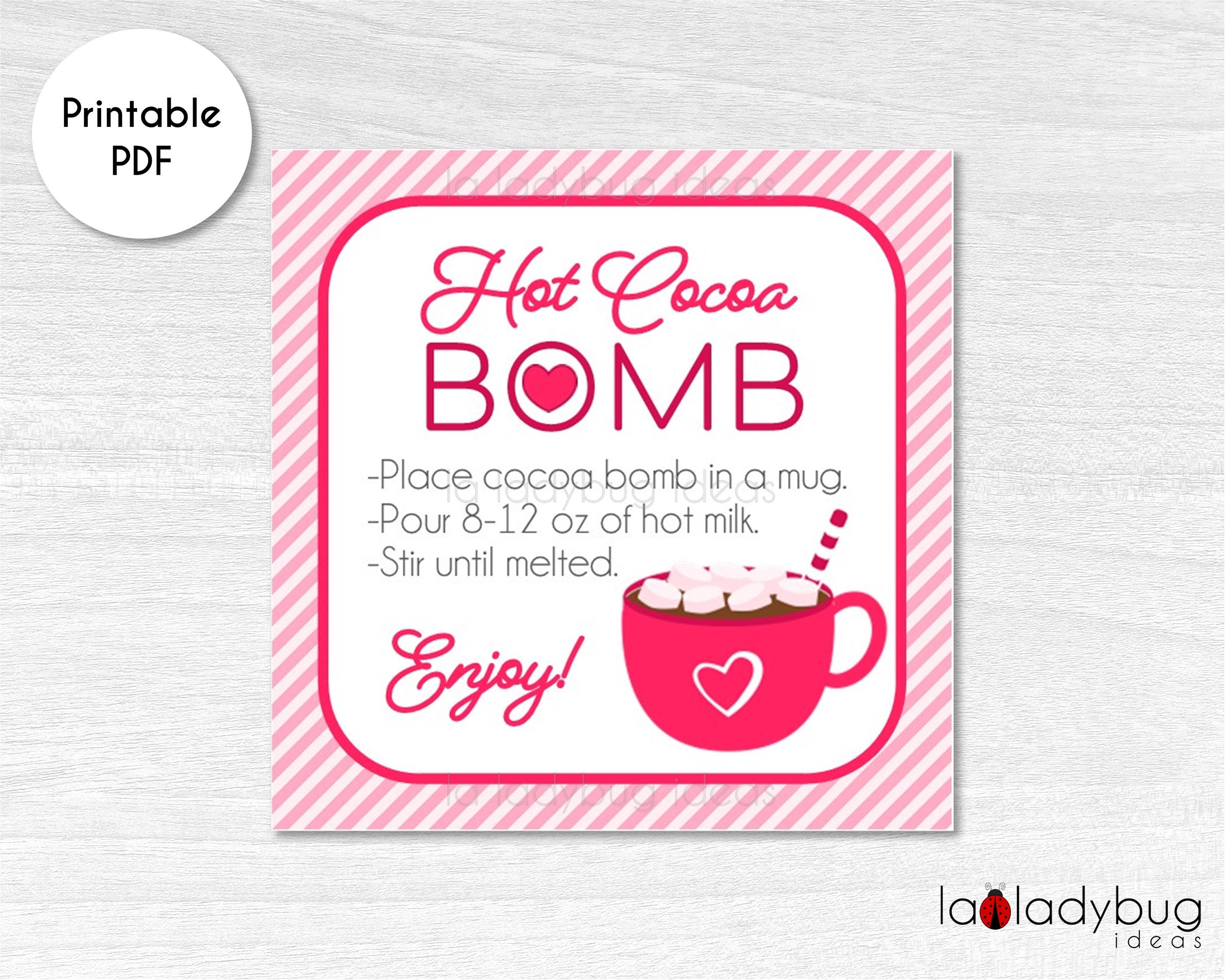 Valentines Day Hot Cocoa Bomb tag. Hot Chocolate bomb tag for | Etsy