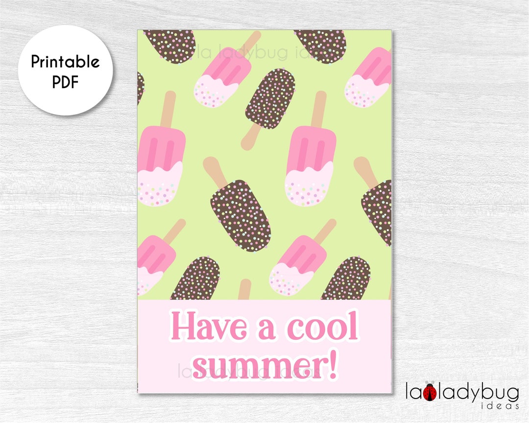 Popsicle Printable Cookie Card. Summer Card for Cookies. Digital Cookie ...