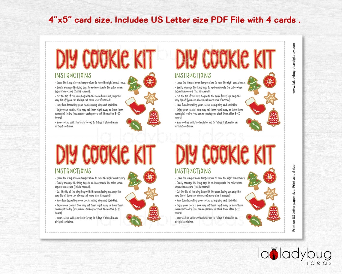 DIY Cookie Kit Instructions Card (printable) - Etsy UK