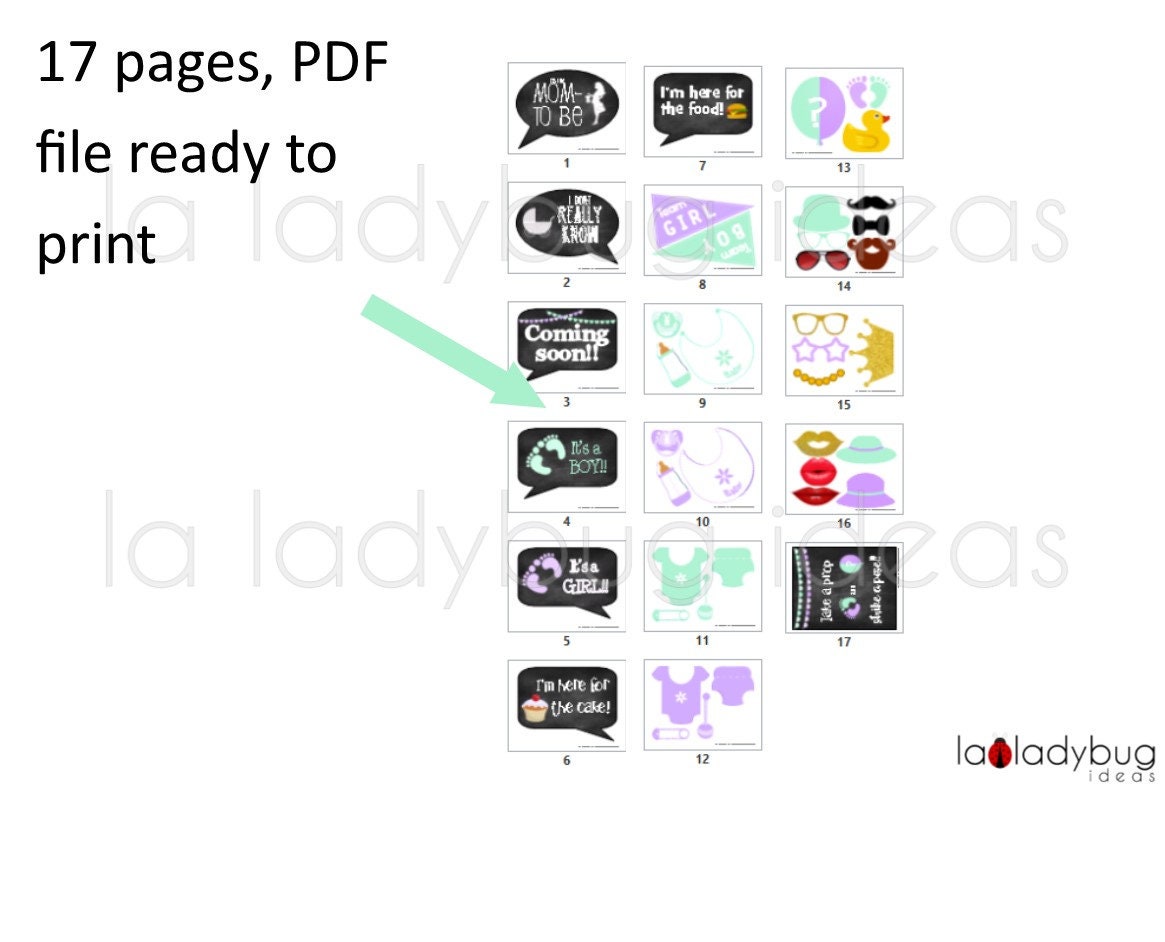 Gender Reveal Baby Shower Photo Booth Props. Lavender and | Etsy