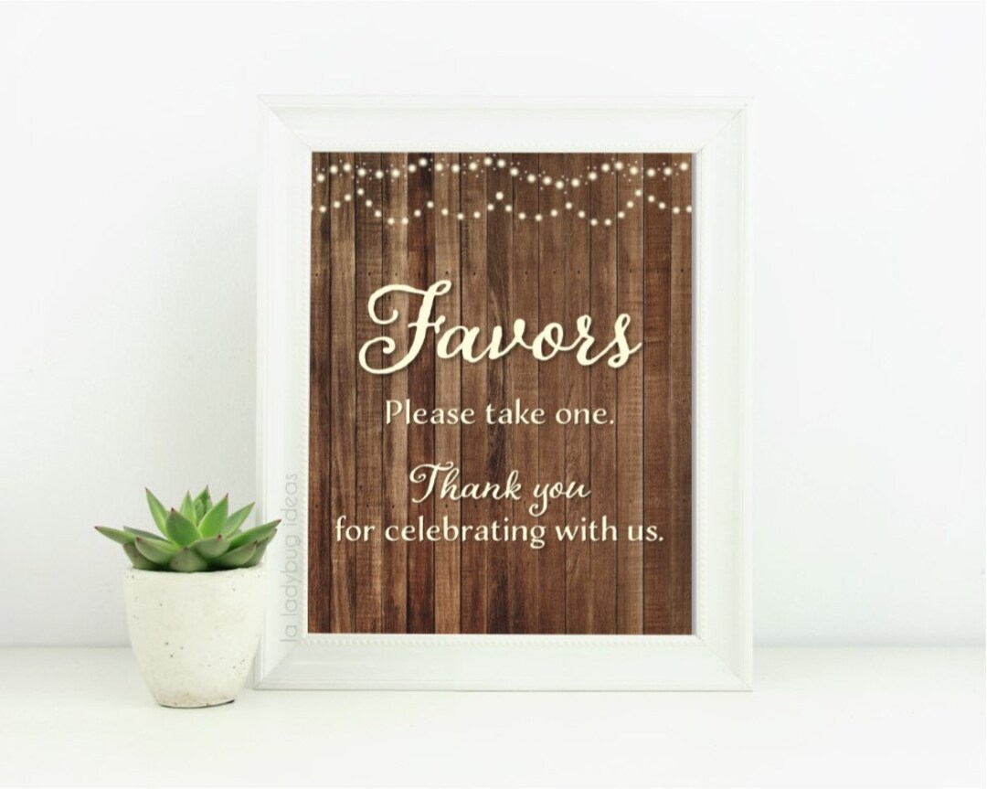 Favors Printable Sign. Rustic Wedding Sign. PDF Instant Download ...