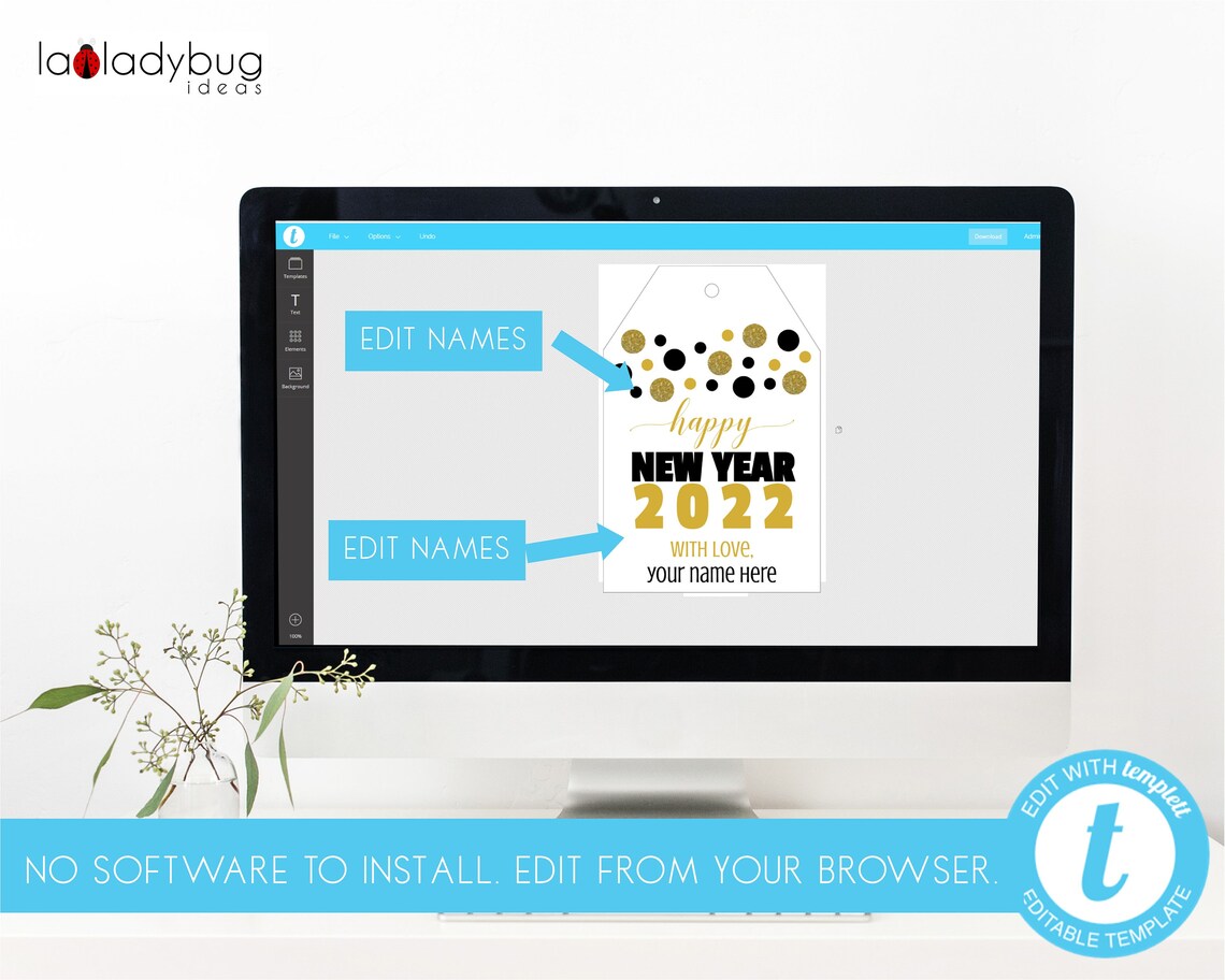 Editable New Year Gift Tags. Printable New Year Tags. Editable | Etsy