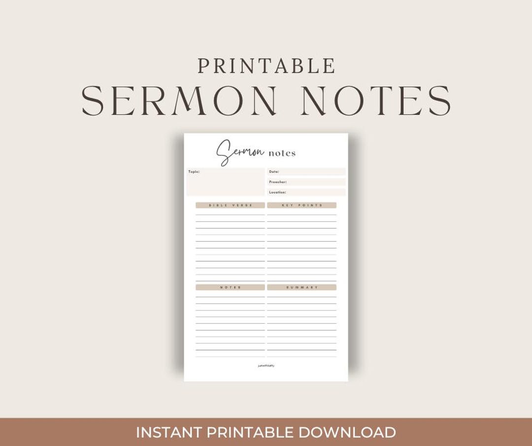 Printable - Sermon Notes - Template - Planner - Etsy