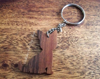 Wooden Cat Keychain Walnut Wood Animal Keychain - Etsy
