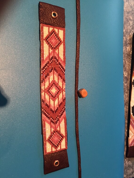 Native American Inspired Diamond Design Cranberry Bohemian | Etsy