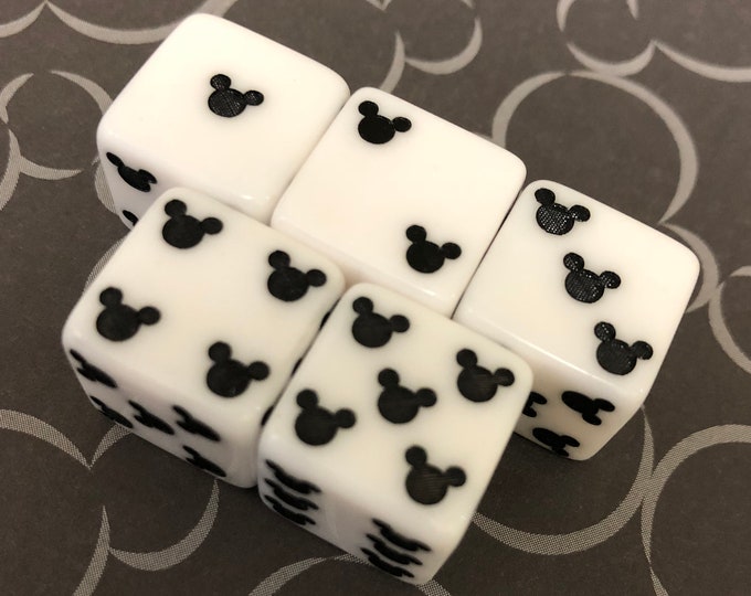 DICE Mickey Mouse Ears Set of 5 or 6 Dice Perfect for Card Games and ...