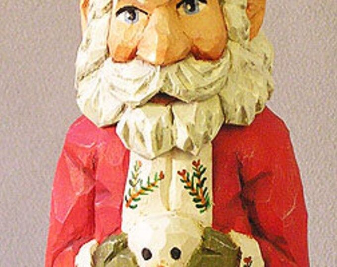 Santa Woodcarving by Russell Scott Santa is Finishing a Snowman SA168 6 ...