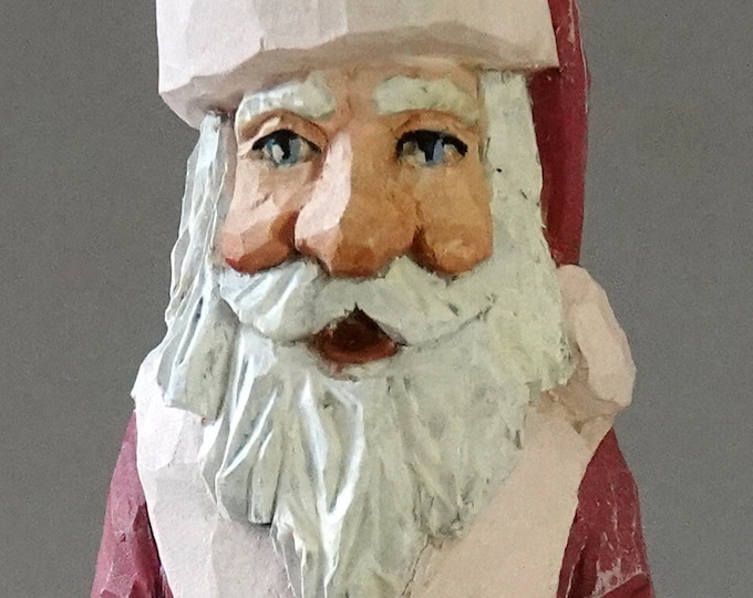 Hand Carved Original, Santa Wood Carving, Santa Claus Wood Art, Light ...