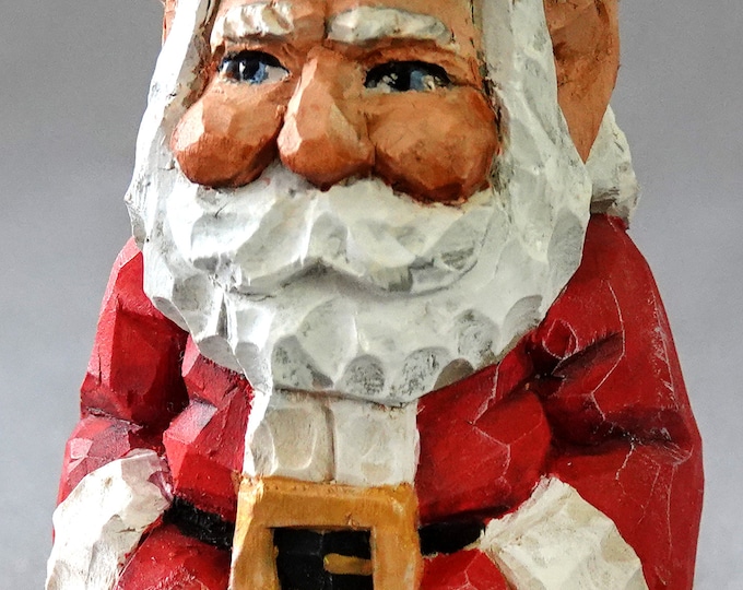 Christmas Figure, Santa Claus Wood Art, Hand Carved Original, Short ...