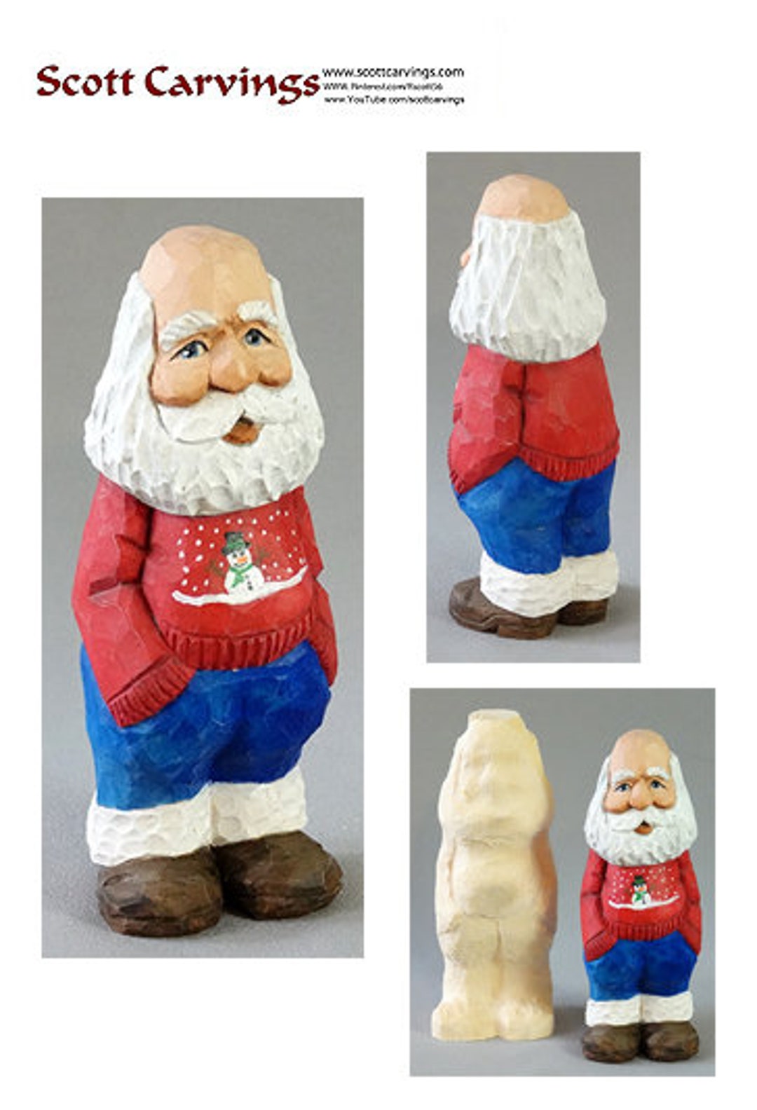 Rough Out Only - Santa With Hands in Pocket – 6″ X 2.25″ X 2.25″ With ...