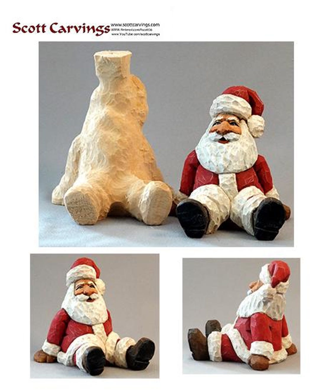 Santa Sitting Legs Out Rough Out – 5.5″ X 4.5″ X 4.5″ With Color ...
