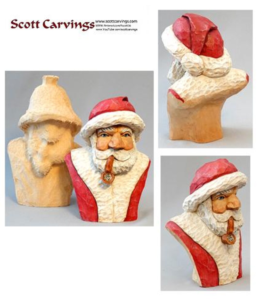Santa With Pipe Bust Rough Out – 8.5″ X 6″ X 4.5″ With Color Picture - Etsy