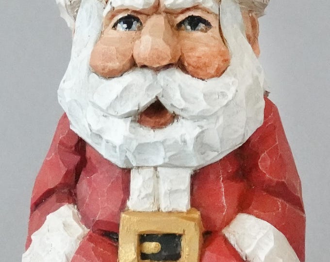 Festive Wood Carvings, Artisan Holiday Collectibles, Santa Art, Short ...