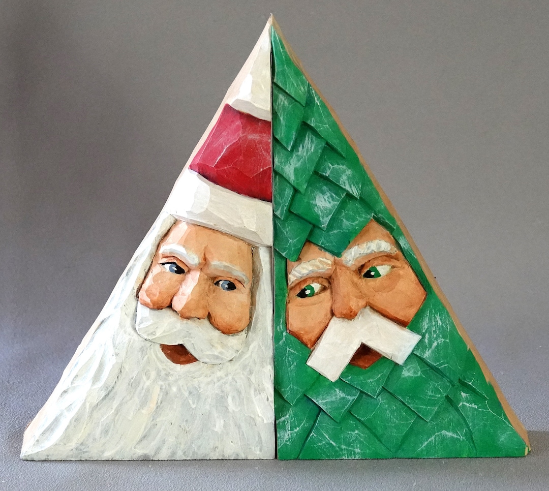 Christmas Figure, Hand Carved Original, Santa Claus Wood Art, Santa ...