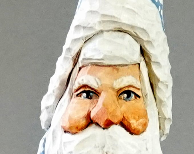 Christmas Figure, Hand Carved Original, Stylized, Santa Claus, Blue ...