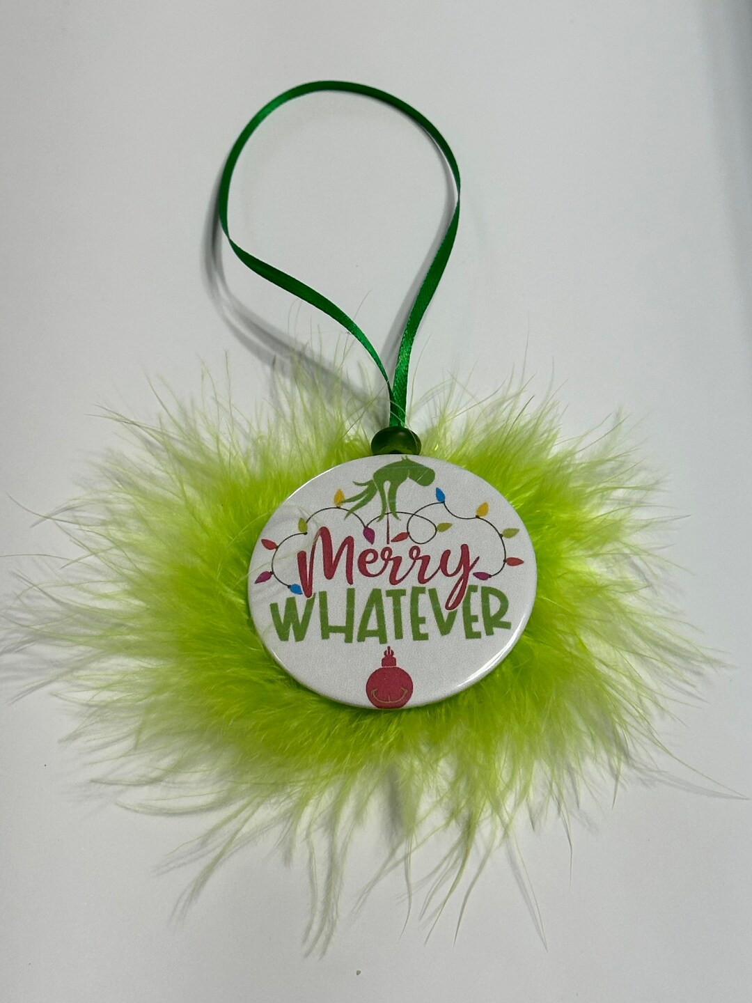 Fuzzy Grinch Ornament - Etsy
