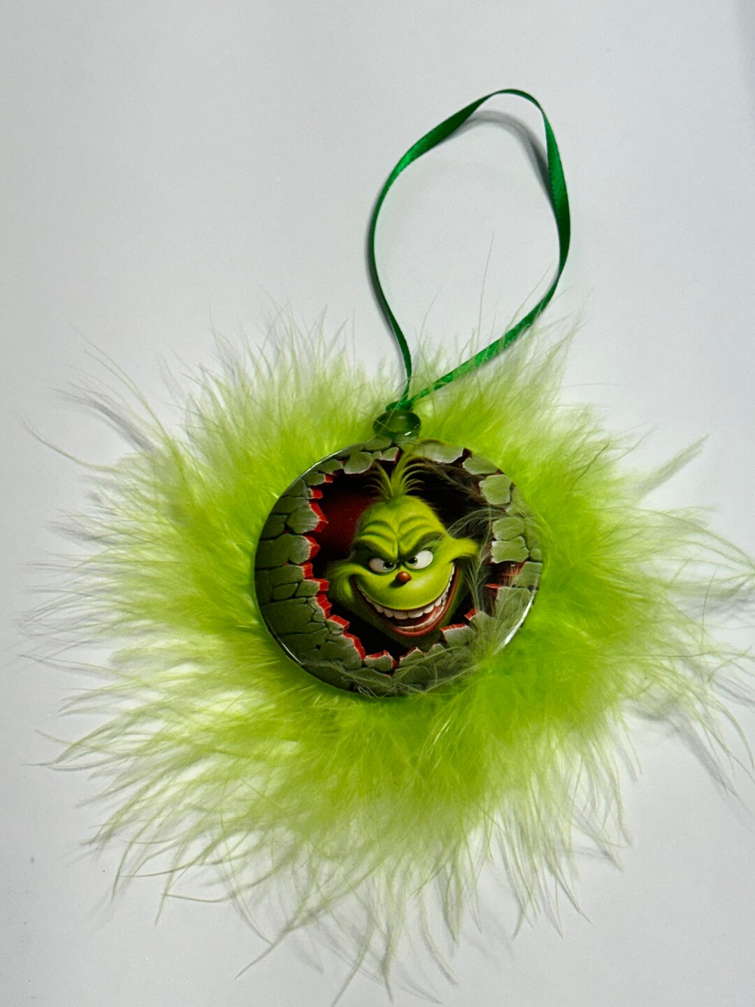 Fuzzy Grinch Ornament - Etsy