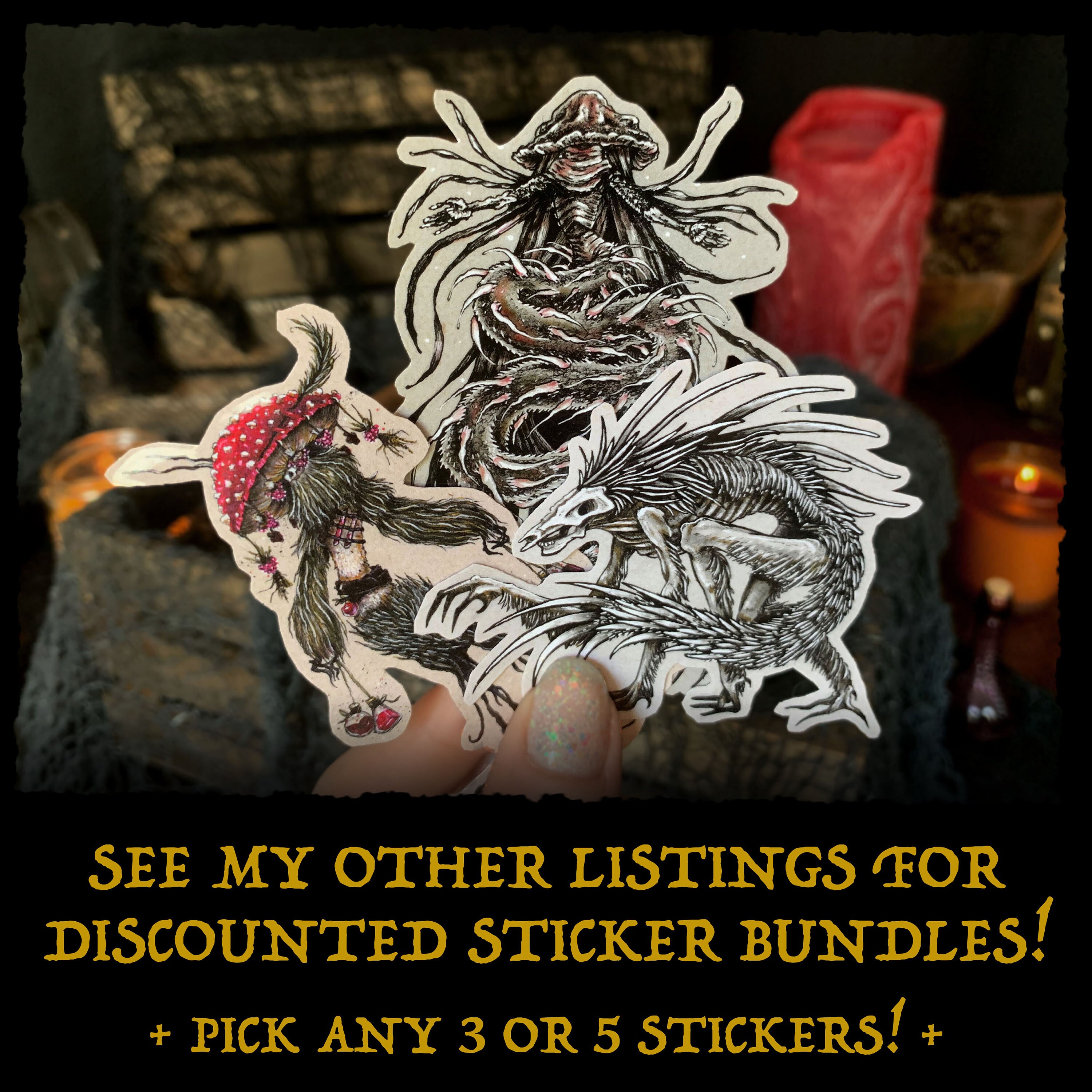 Nightcrawler Stickers Horror Ink Art Dark Monster Gift - Etsy
